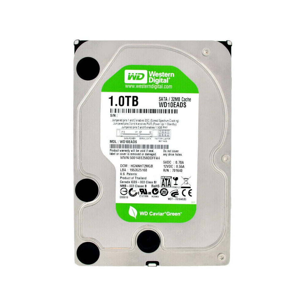 Western Digital Caviar Green 1 Terabyte (1TB) SATA/300 5400RPM 32MB Hard Drive – Green Wave ...